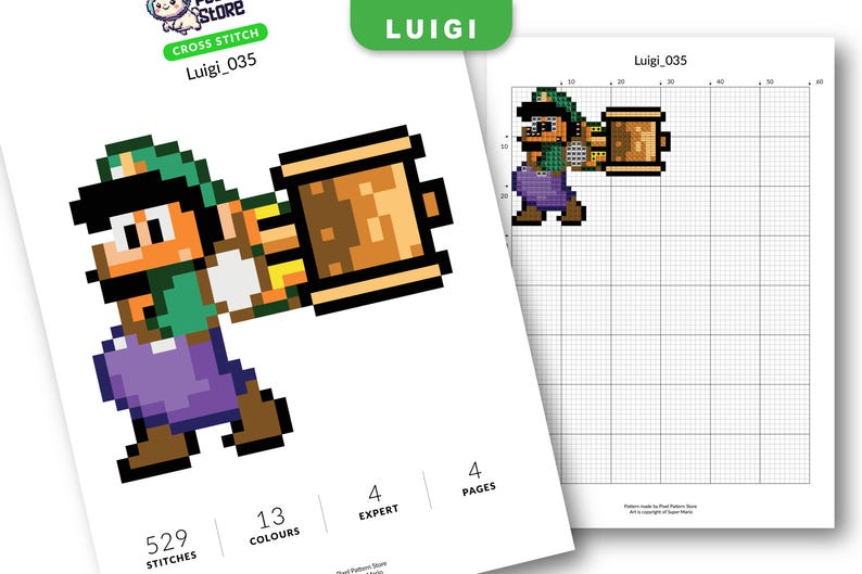 630+ Patterns | Super Mario | Cross Stitch | Luigi | Digital Downloads ...