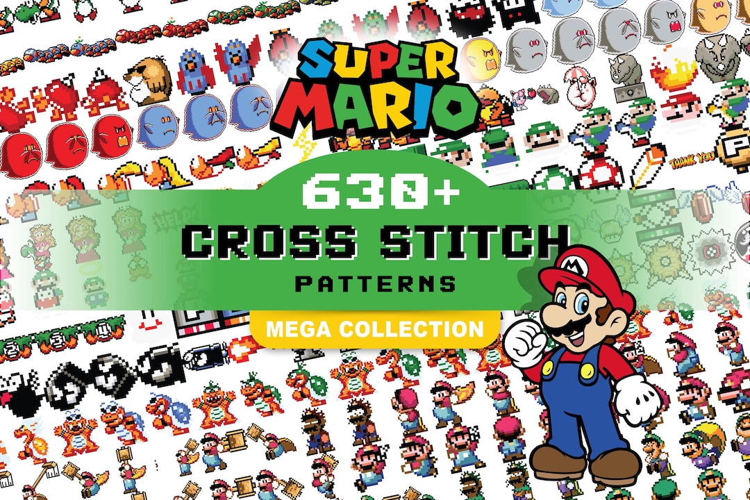 630+ Patterns | Super Mario | Cross Stitch | Luigi | Digital Downloads ...