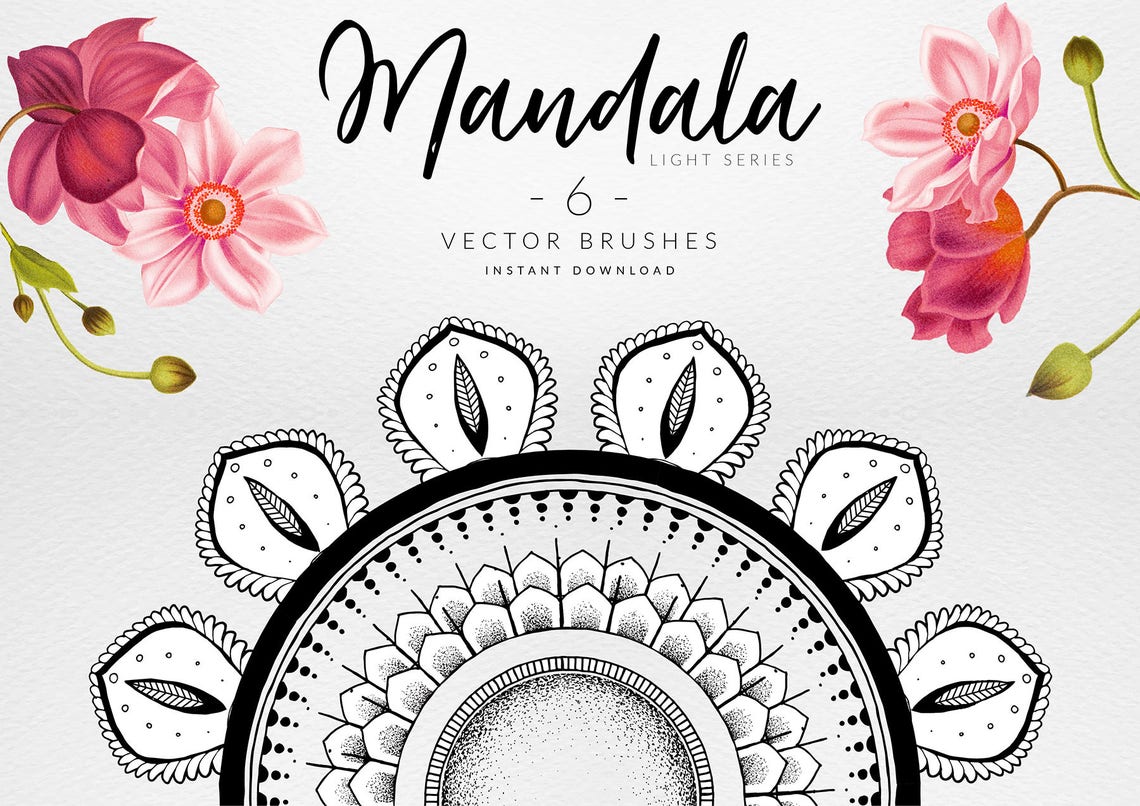 6 Illustrator Brushes Mandala Etsy