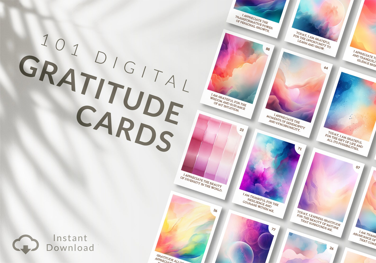 Printable Gratitude Cards Manifestation Positive Mindset Self Care ...