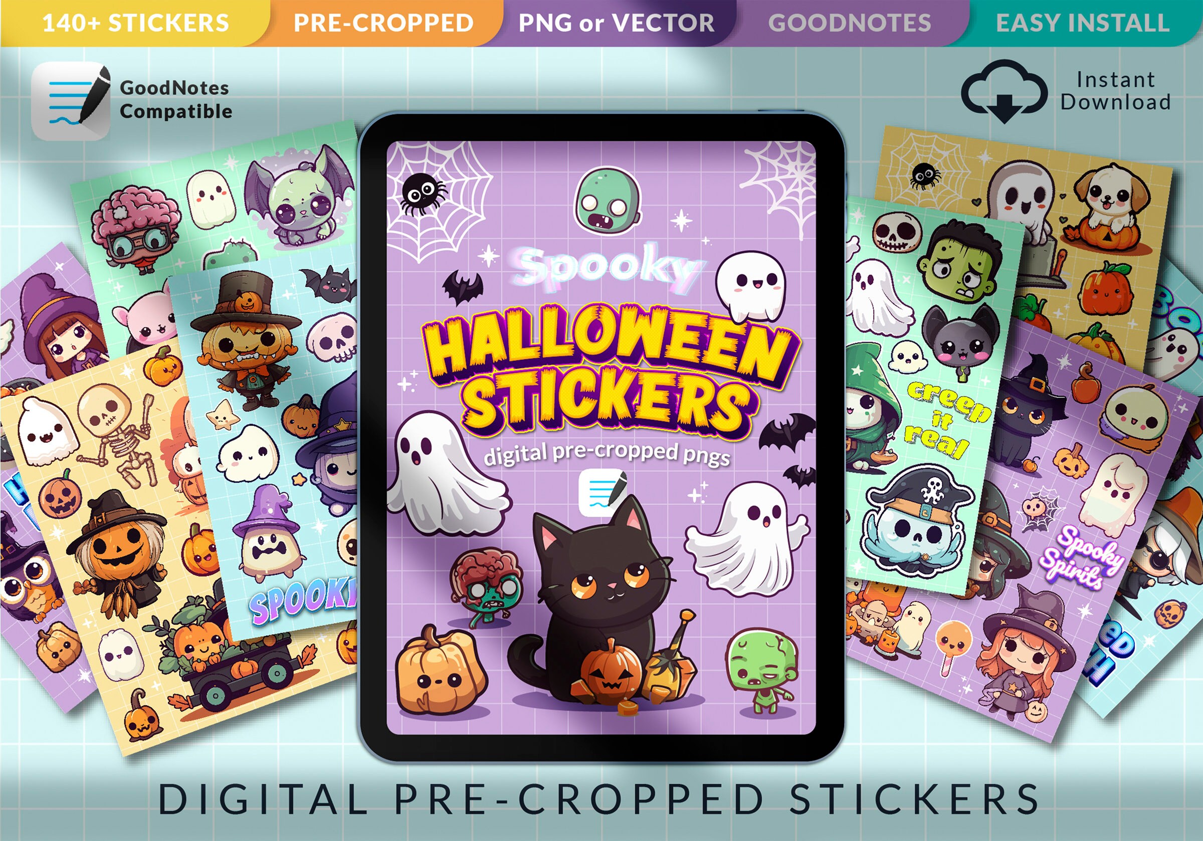 Spooky Halloween Aesthetic 140 DIGITAL STICKERS Goodnotes - Etsy
