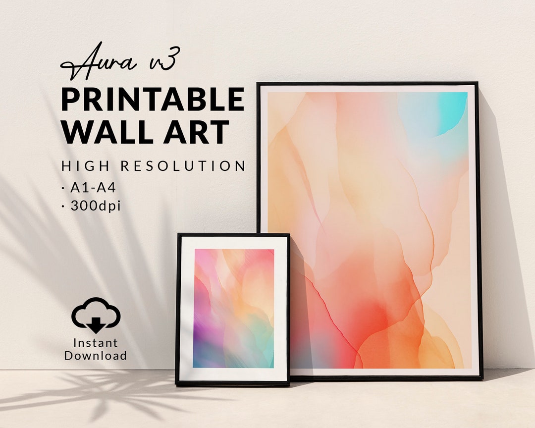 Soft Pastel Aura Wall Art, Pink Gradient, Instant Digital Download ...