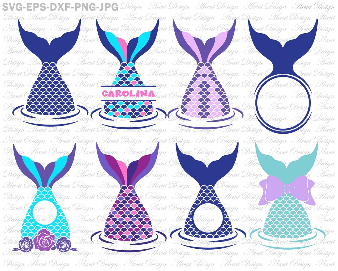 Mermaid Tail Monogram SVG: Cricut & Silhouette Cut File (digital ...