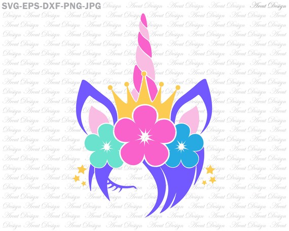 Unicorn Girl Birthday Crown Flower Svg Unicorn Head Svg - Etsy