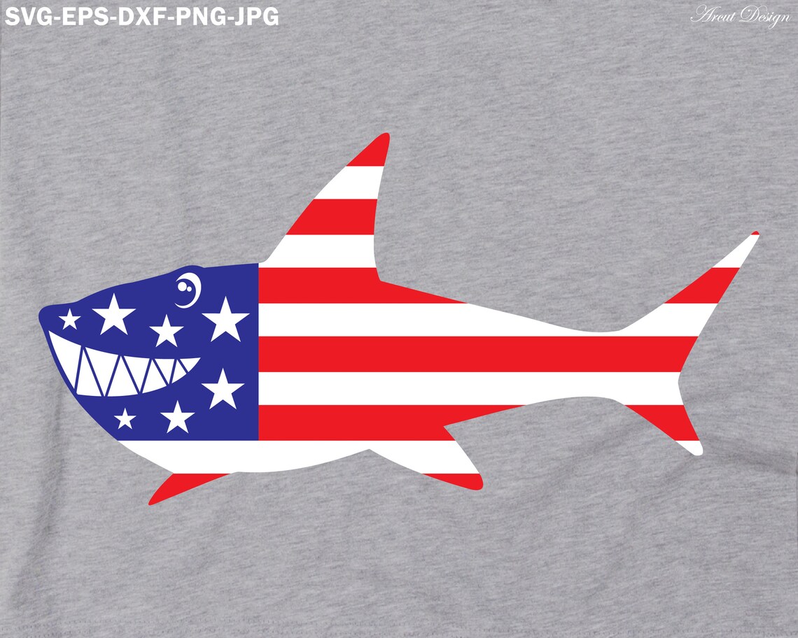 4th of July svg patriotic shark svg fourth of July svg | Etsy