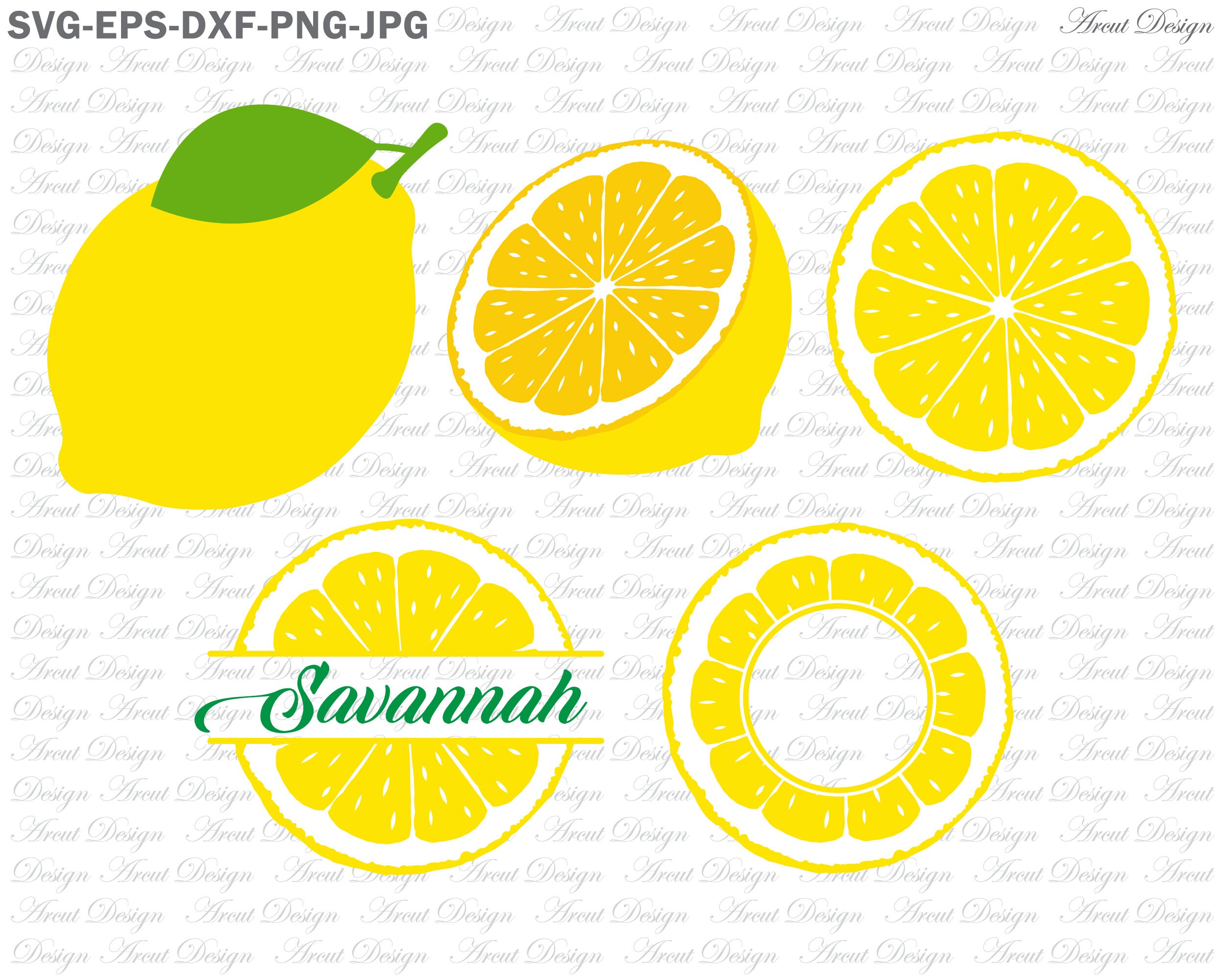 Lemon Monogram Svg Summer Lemon Split Circle Monogram Svg | Etsy