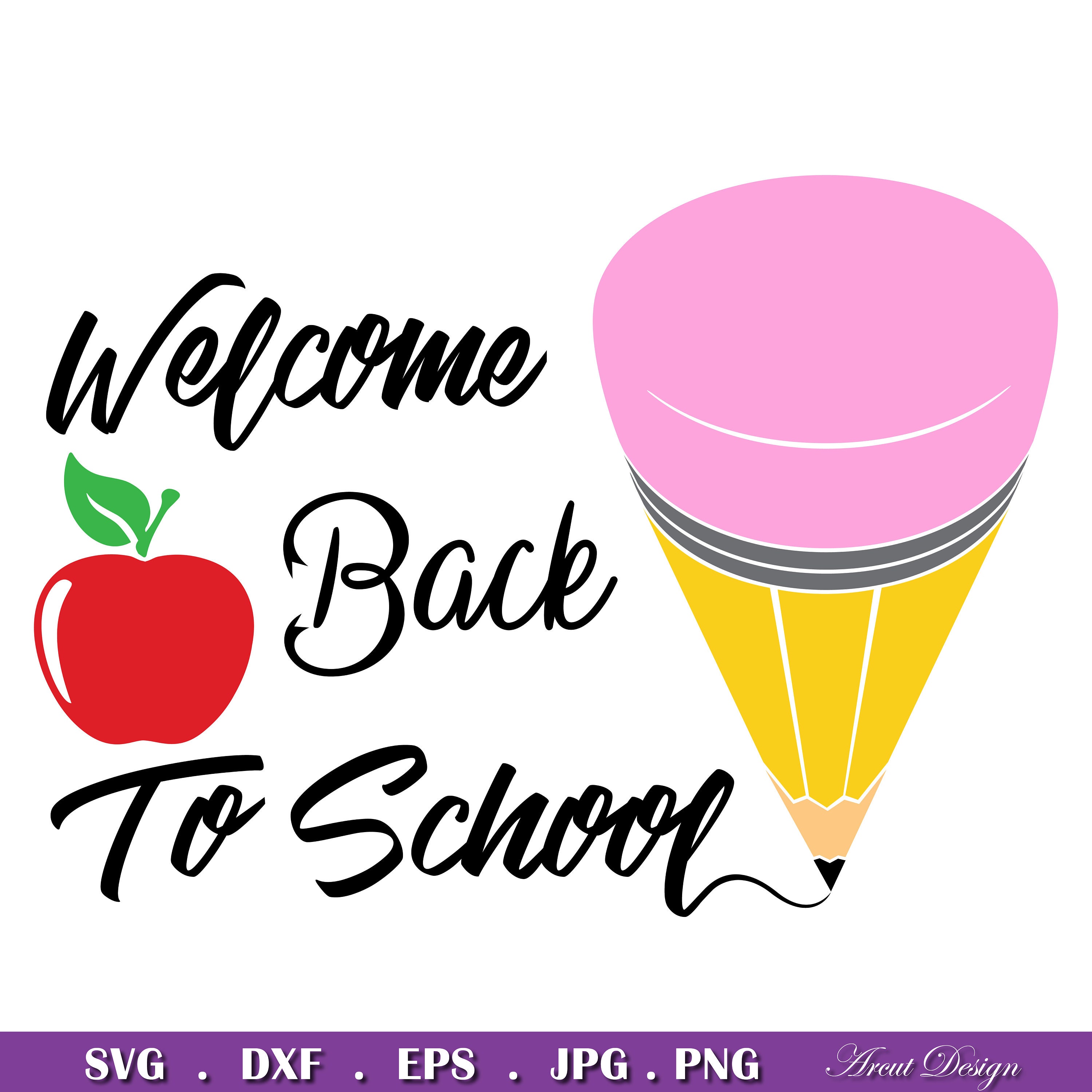 Welcome Back To school Svg Pencil Svg 3D Svg Apple Svg | Etsy