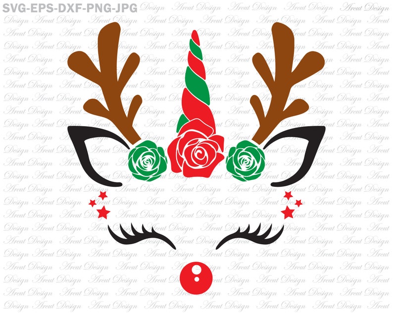 Christmas Reindeer Unicorn SVG Cutting File for Cricut and | Etsy