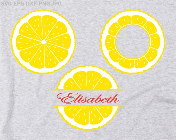 Lemon monogram Svg summer lemon split circle monogram svg | Etsy