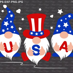 4th of July Gnomes SVG, Independence Day Patriotic Gnomes Clipart ...