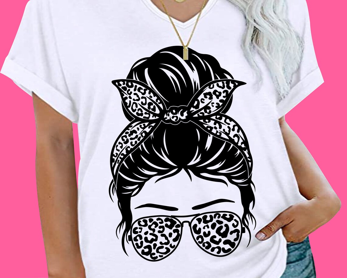 Messy Bun Hair Svg Png Messy Hair and Sunglasses Mom Life Svg | Etsy