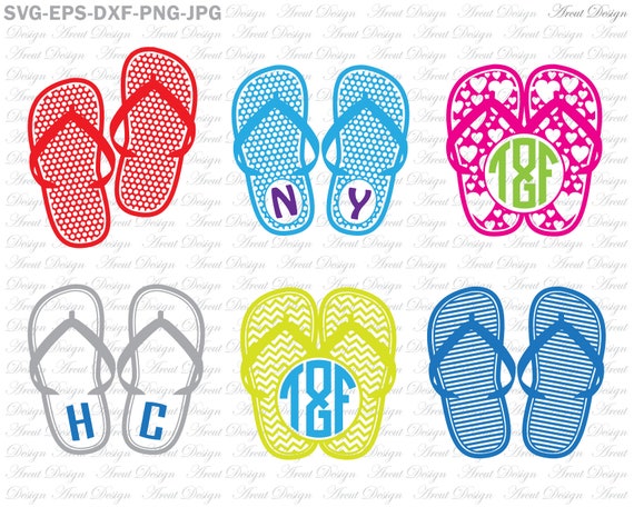 Flip Flops Svg Files Beach Svg Summer Monogram Svg Cutting - Etsy
