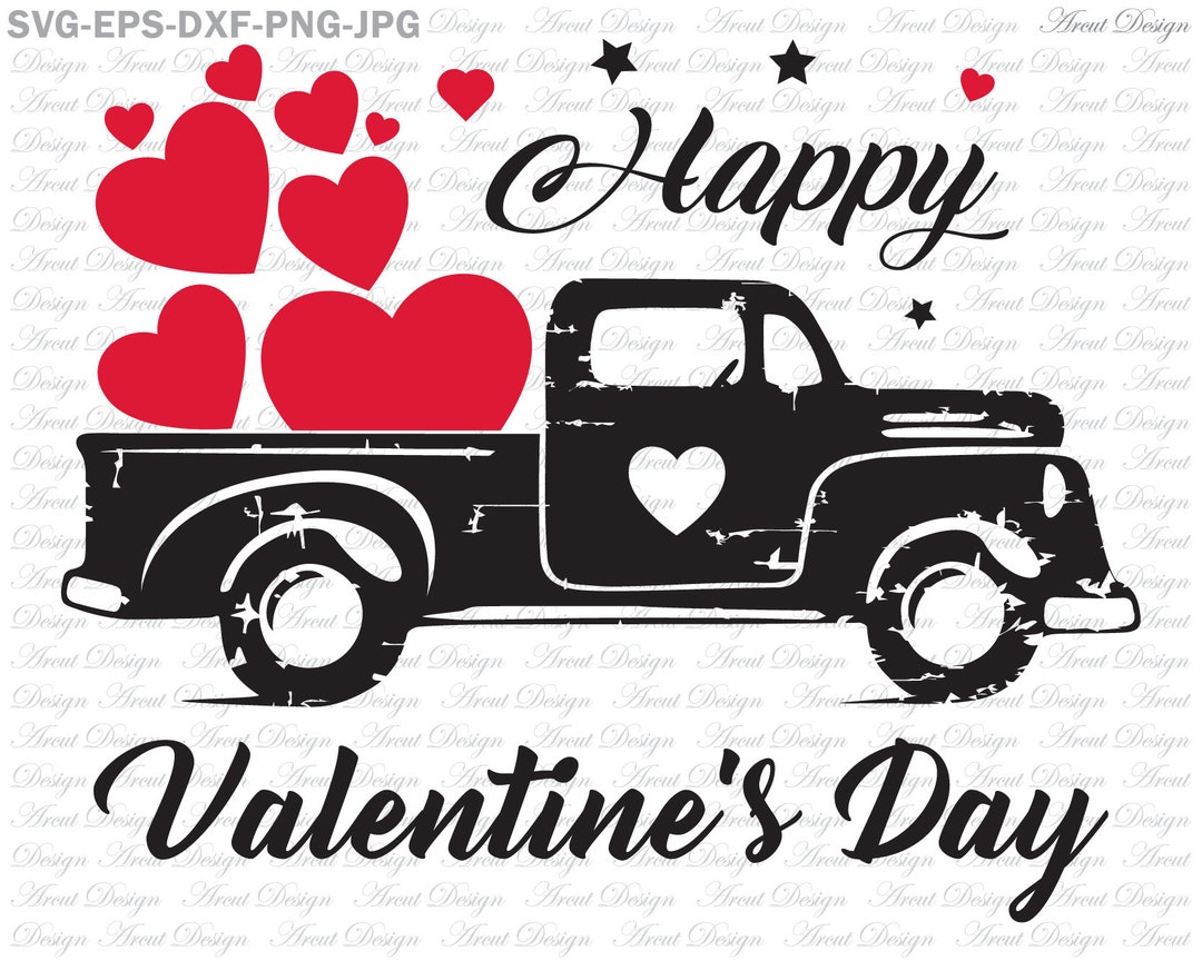 Happy Valentine's Day Svg Valentines Truck Svg Heart - Etsy