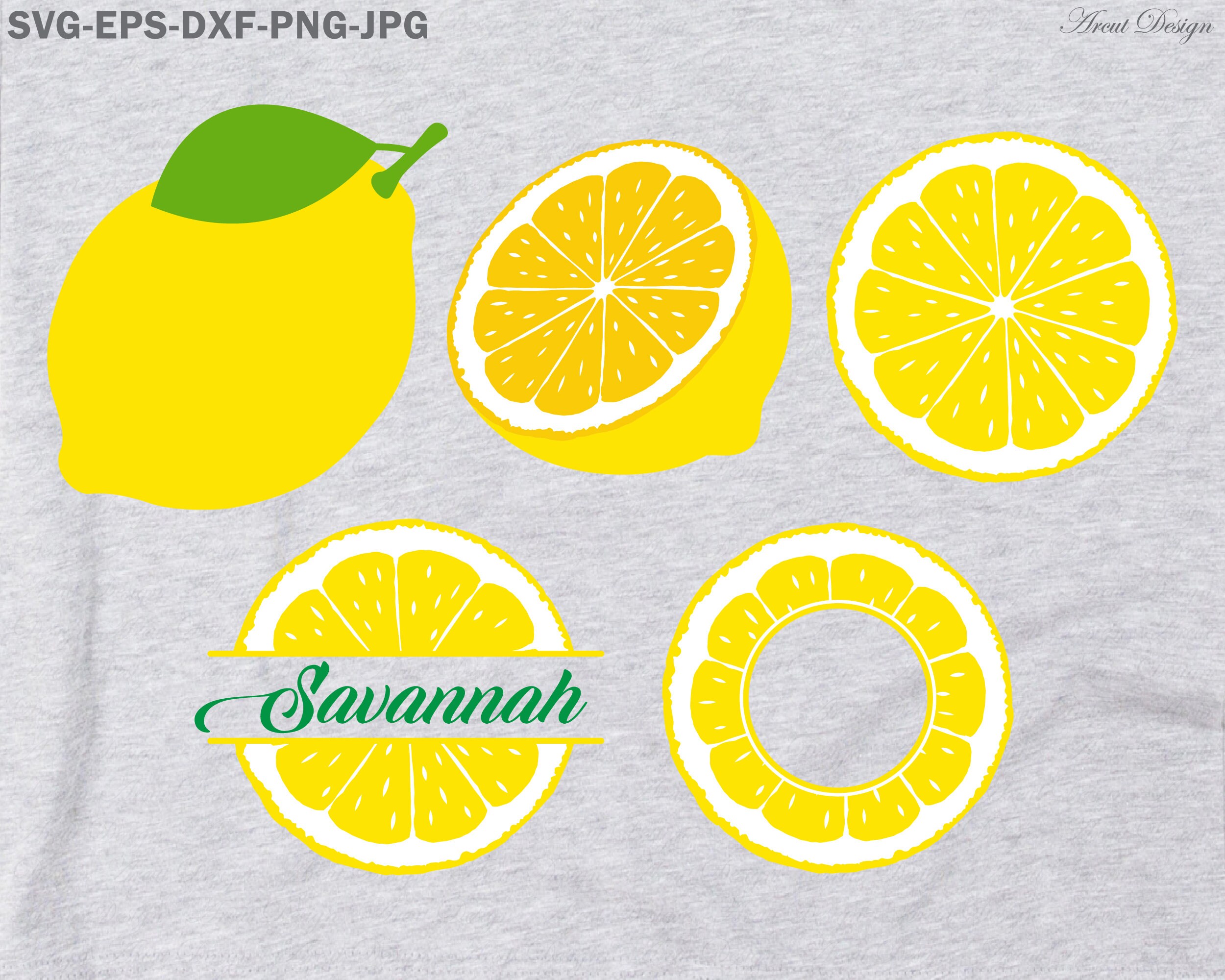 Lemon Monogram Svg Summer Lemon Split Circle Monogram Svg | Etsy