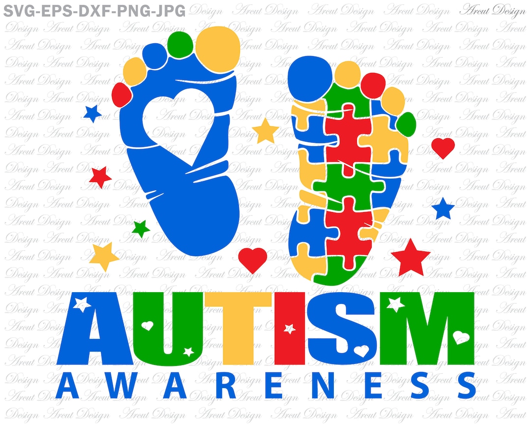 Autism Awareness Footprint Svg Eps Dxf Png Files for Cricut - Etsy UK