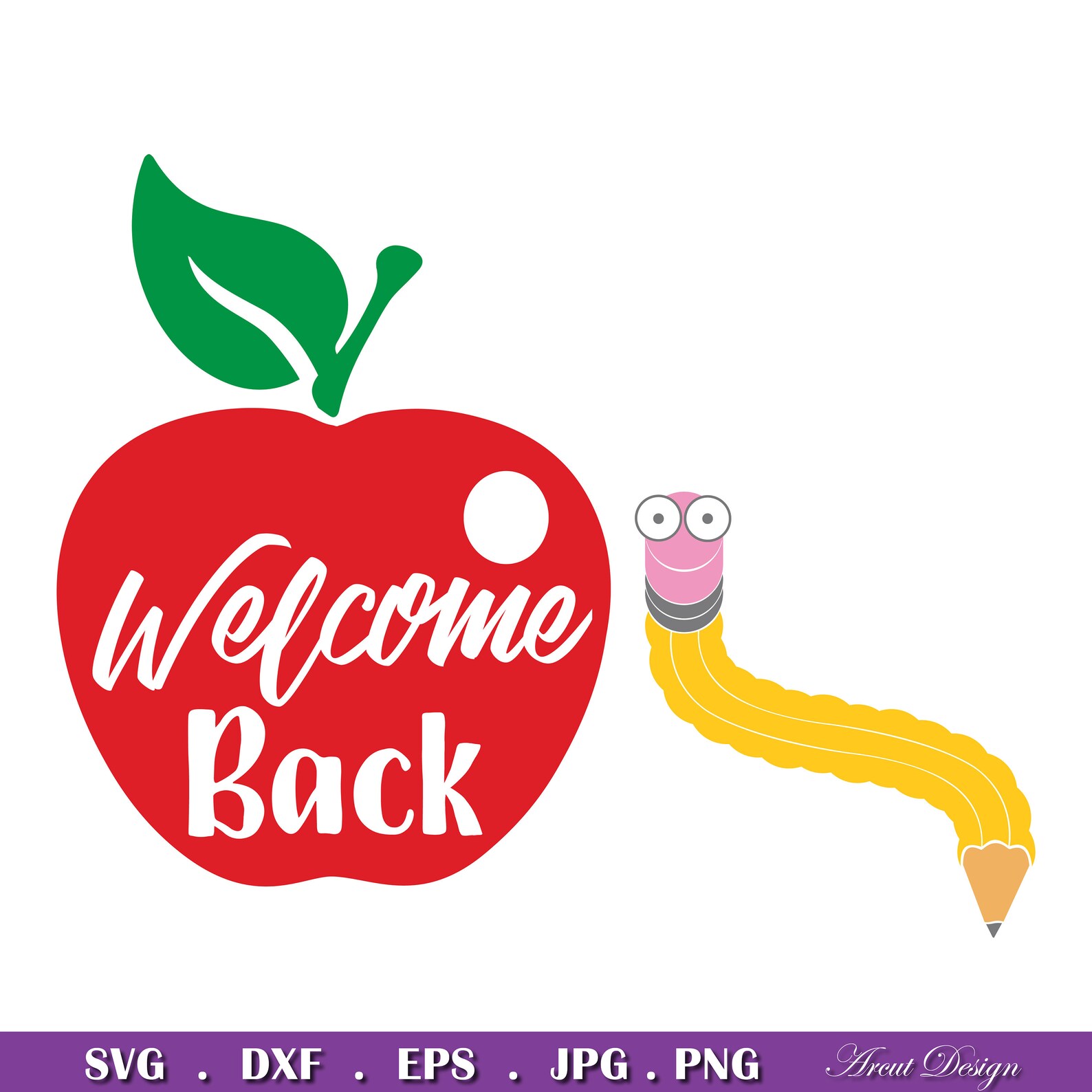Welcome Back Svg, Apple Svg, Cutting Files Svg for Cricut and ...