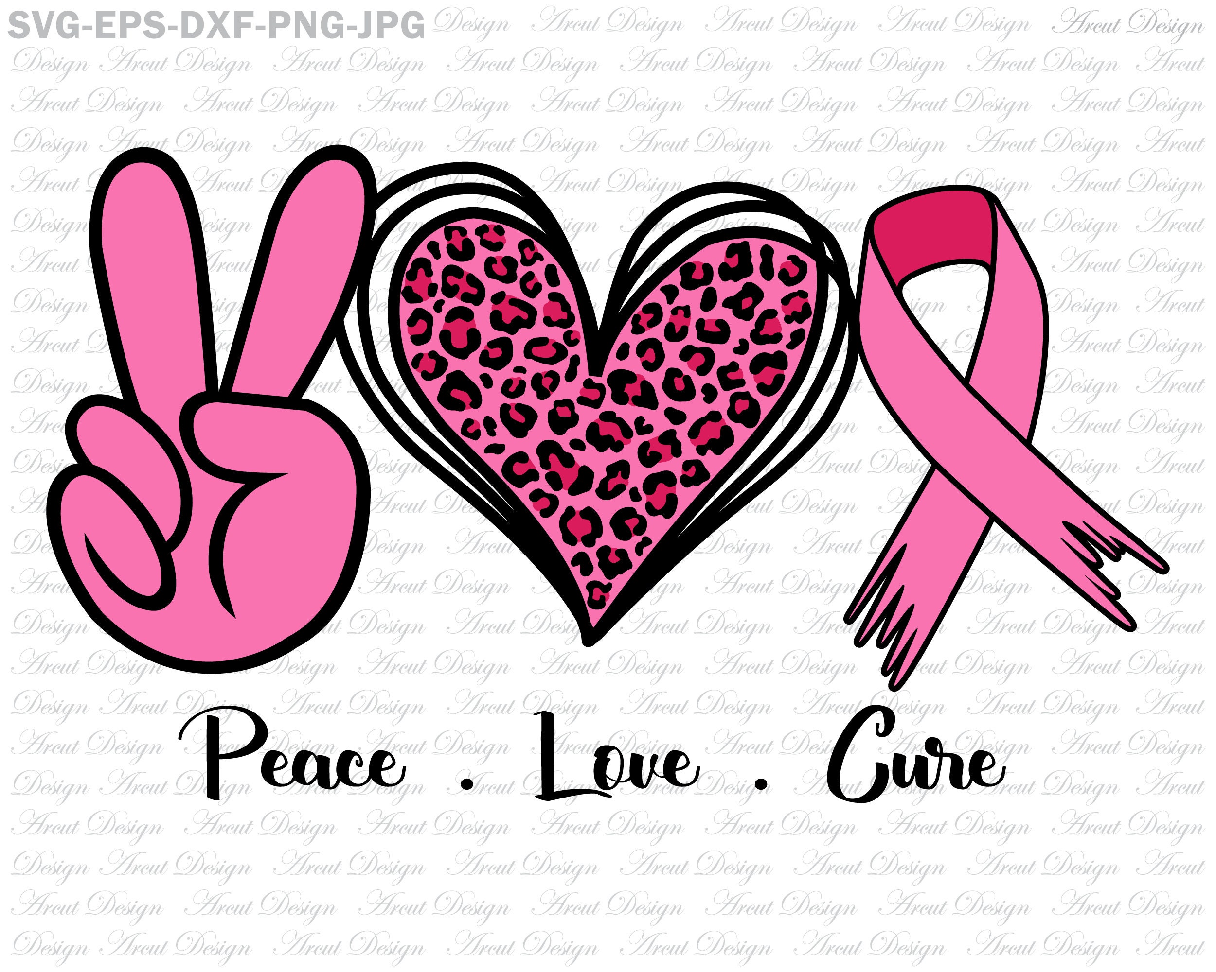Peace love Cure svg Leopard Print SVG Peace Love Svg Hand | Etsy
