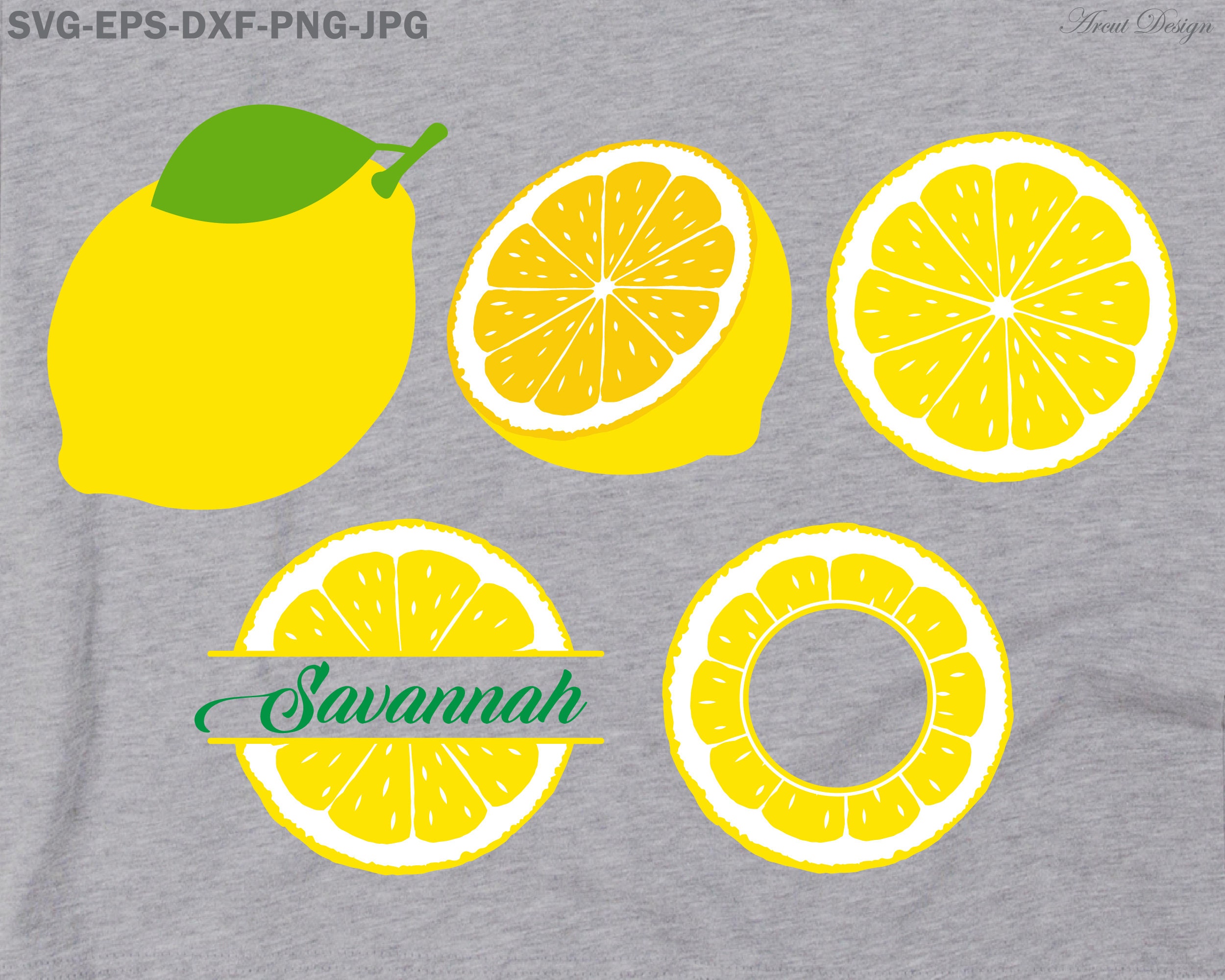 Lemon Monogram Svg Summer Lemon Split Circle Monogram Svg | Etsy