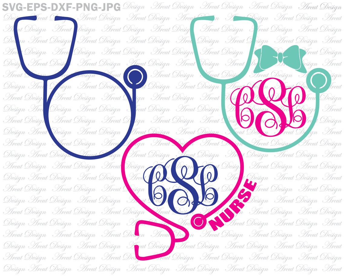 Nurse Monogram SVG Stethoscope Svg Nursing Svg Medical Svg - Etsy