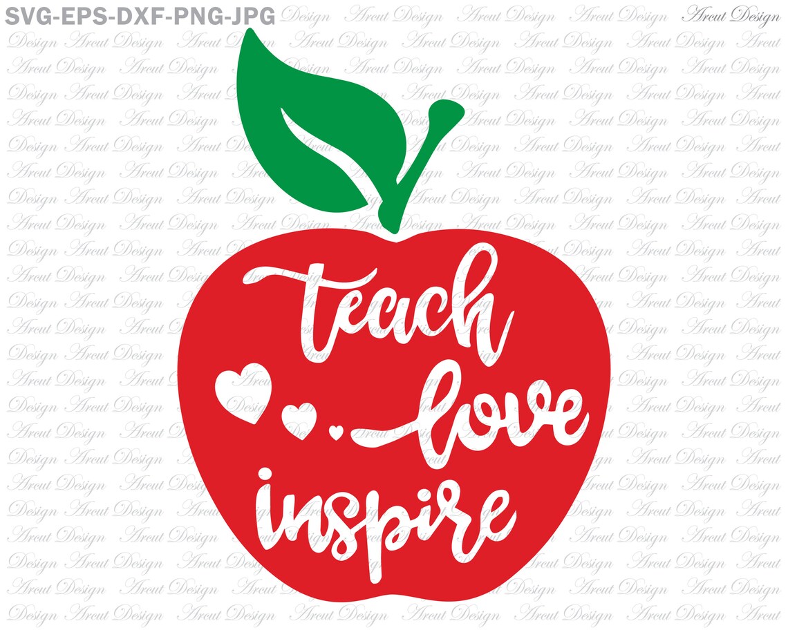 Teach Love Inspire Svg Teacher Svg for Silhouette Cameo or - Etsy
