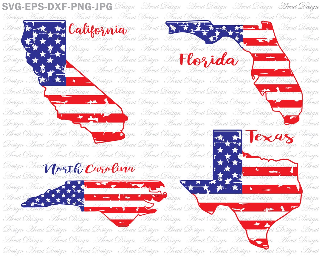 4 USA Land's Flags Svg, 4th of July Svg, 4th July Svg, Fourth of July ...