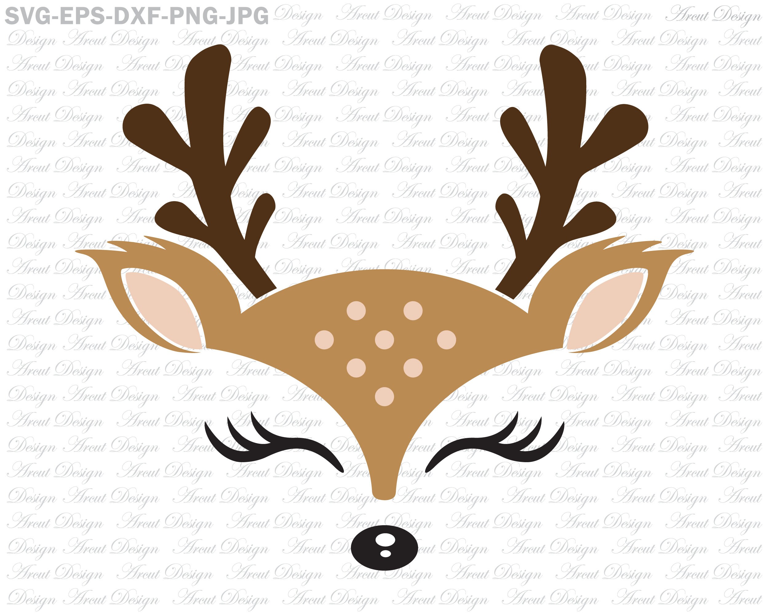 Linda cara de reno svg, cara de reno svg, reno SVG, reno niña, svg eps ...