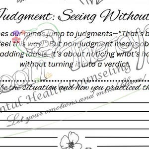 DBT Mindfulness Worksheet Non-judgement - Etsy