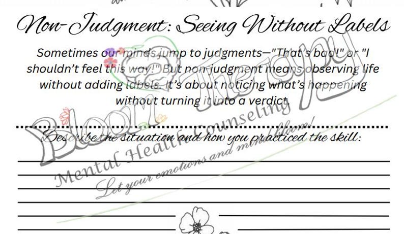 DBT Mindfulness Worksheet Non-judgement - Etsy