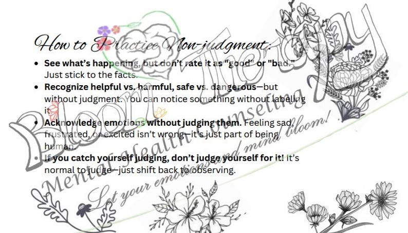 DBT Mindfulness Worksheet Non-judgement - Etsy
