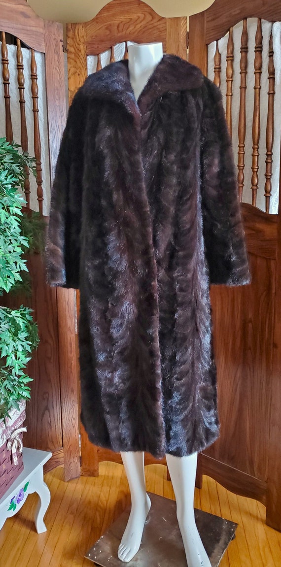 Vintage Chocolate Brown Ranch Long Mink Coat Real Min… - Gem