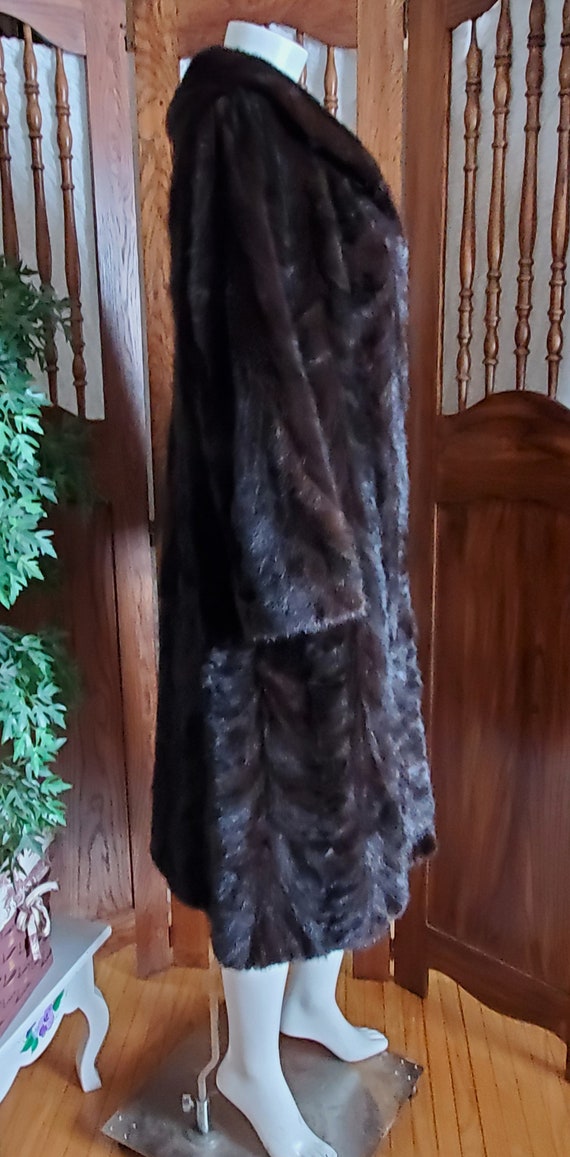 Vintage Chocolate Brown Ranch Long Mink Coat Real Min… - Gem