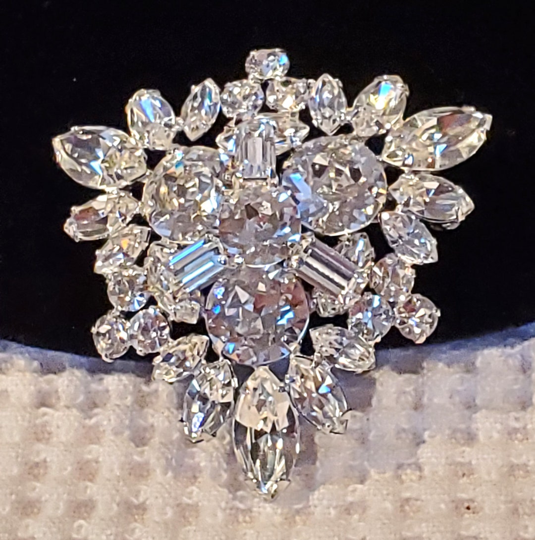 Vintage SIGNED SHERMAN Rare Triangular Shaped Ice Crystals Brooch ...