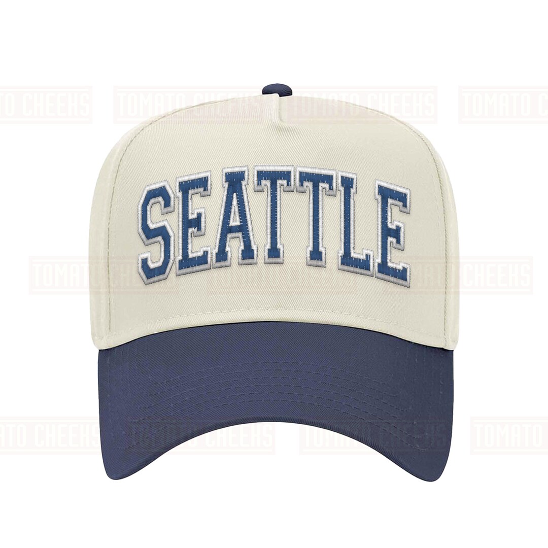 Seattle City State Embroidered Hat - Custom Retro Style Block Cuve ...