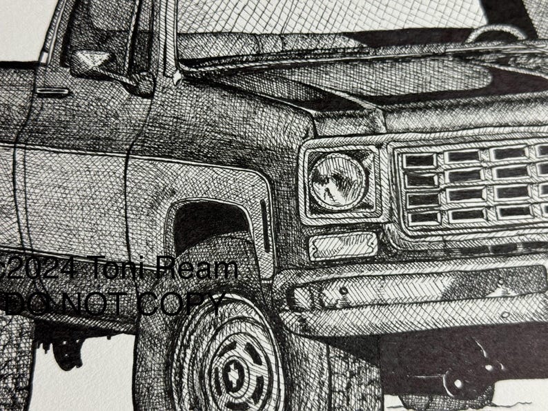 ORIGINAL Chevy Truck Sketch | Chevrolet Pickup Squarebody Classic Car ...