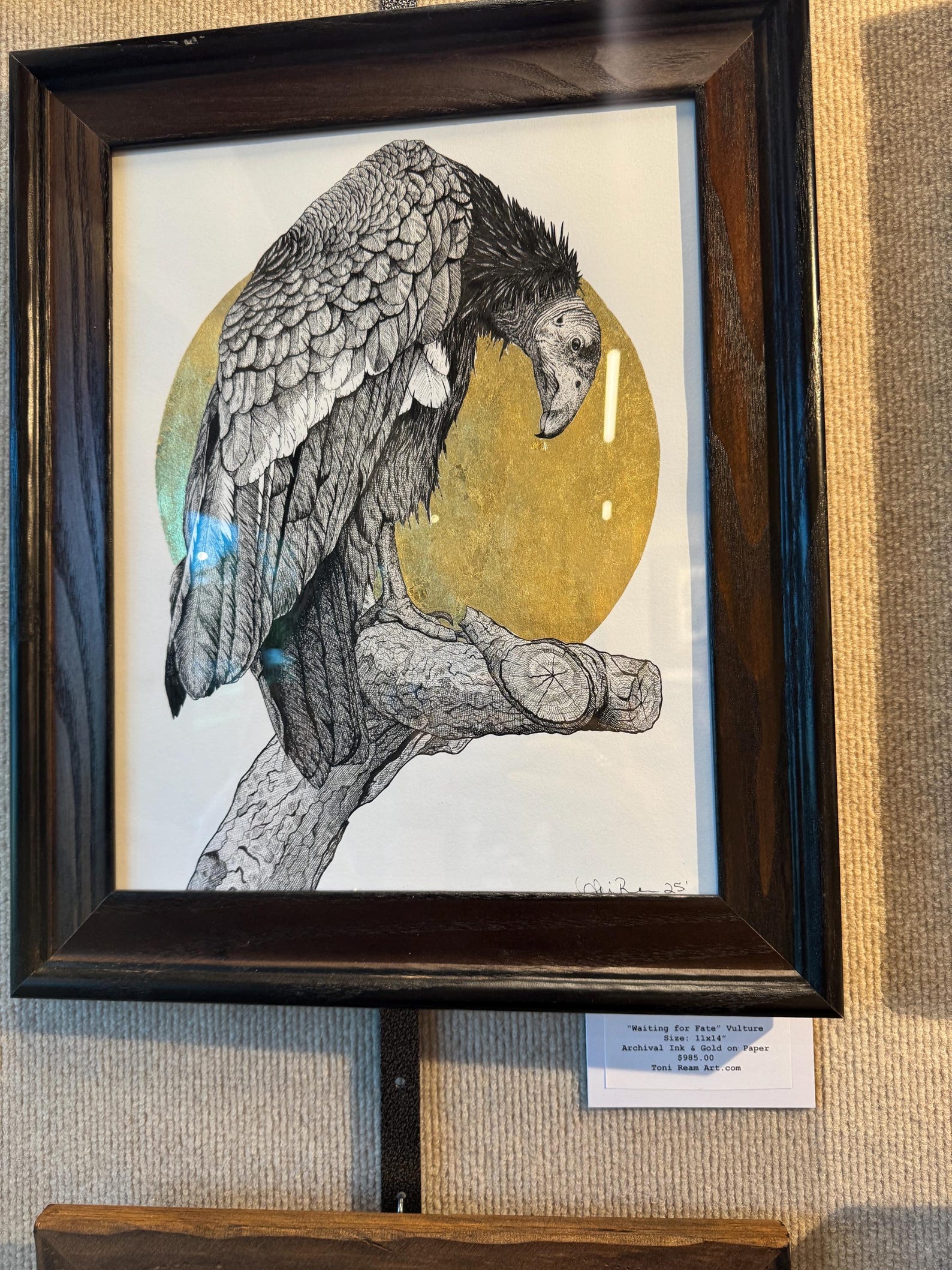 Fine Art Bird Vulture California Condor Painting Original Pen Ink ...