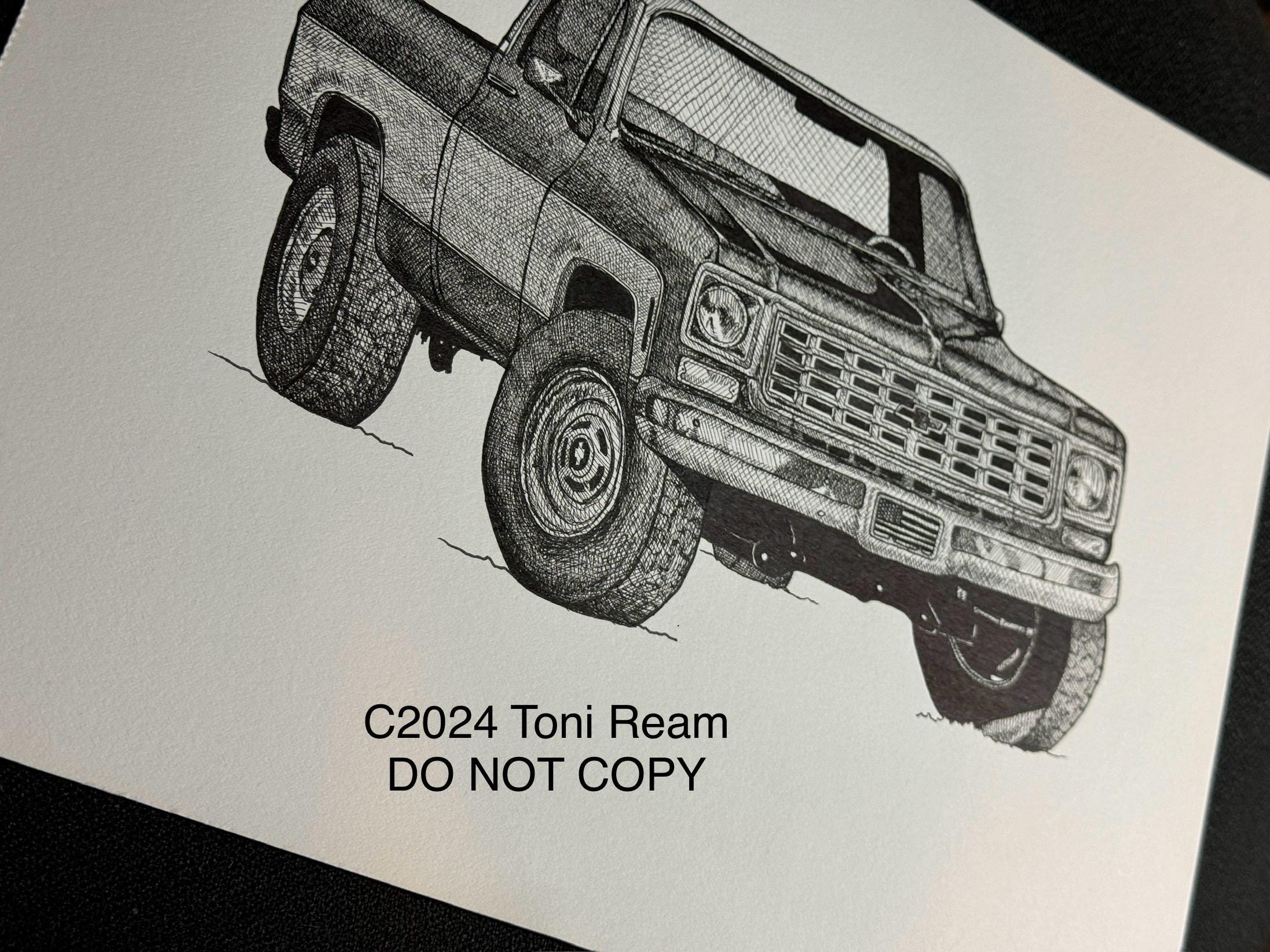 ORIGINAL Chevy Truck Sketch | Chevrolet Pickup Squarebody Classic Car ...