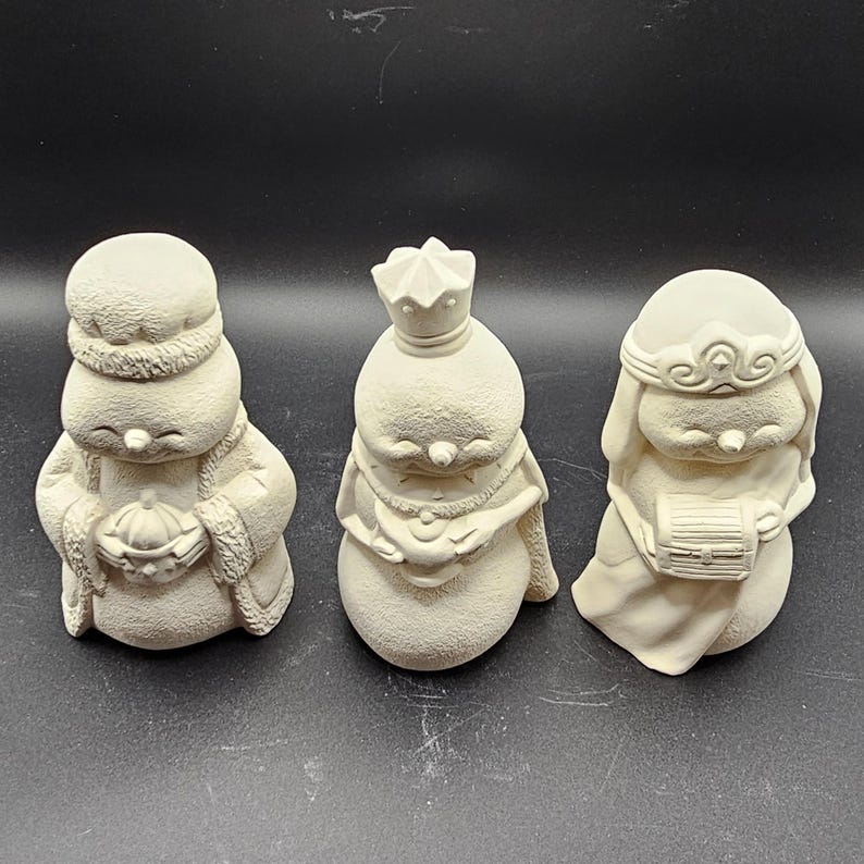 12 Piece Ceramic Bisque Snowman Nativity Scene - Etsy