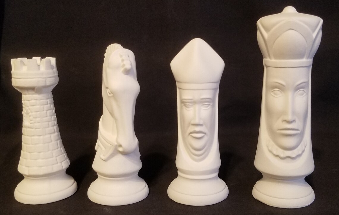 SMALL Ceramic Bisque Chess Set - Etsy