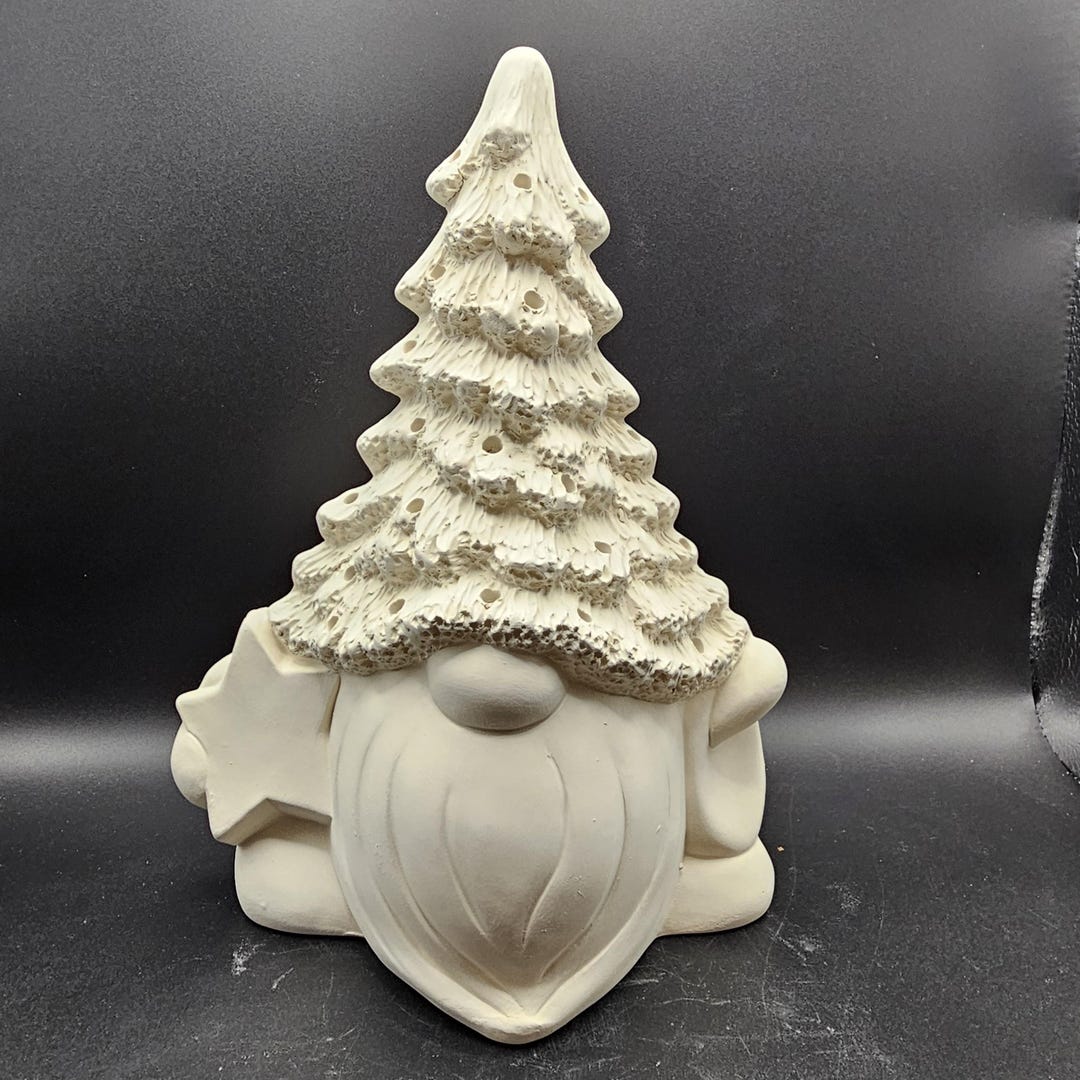 9" Ceramic Bisque Tannenbaum Gnome - Etsy