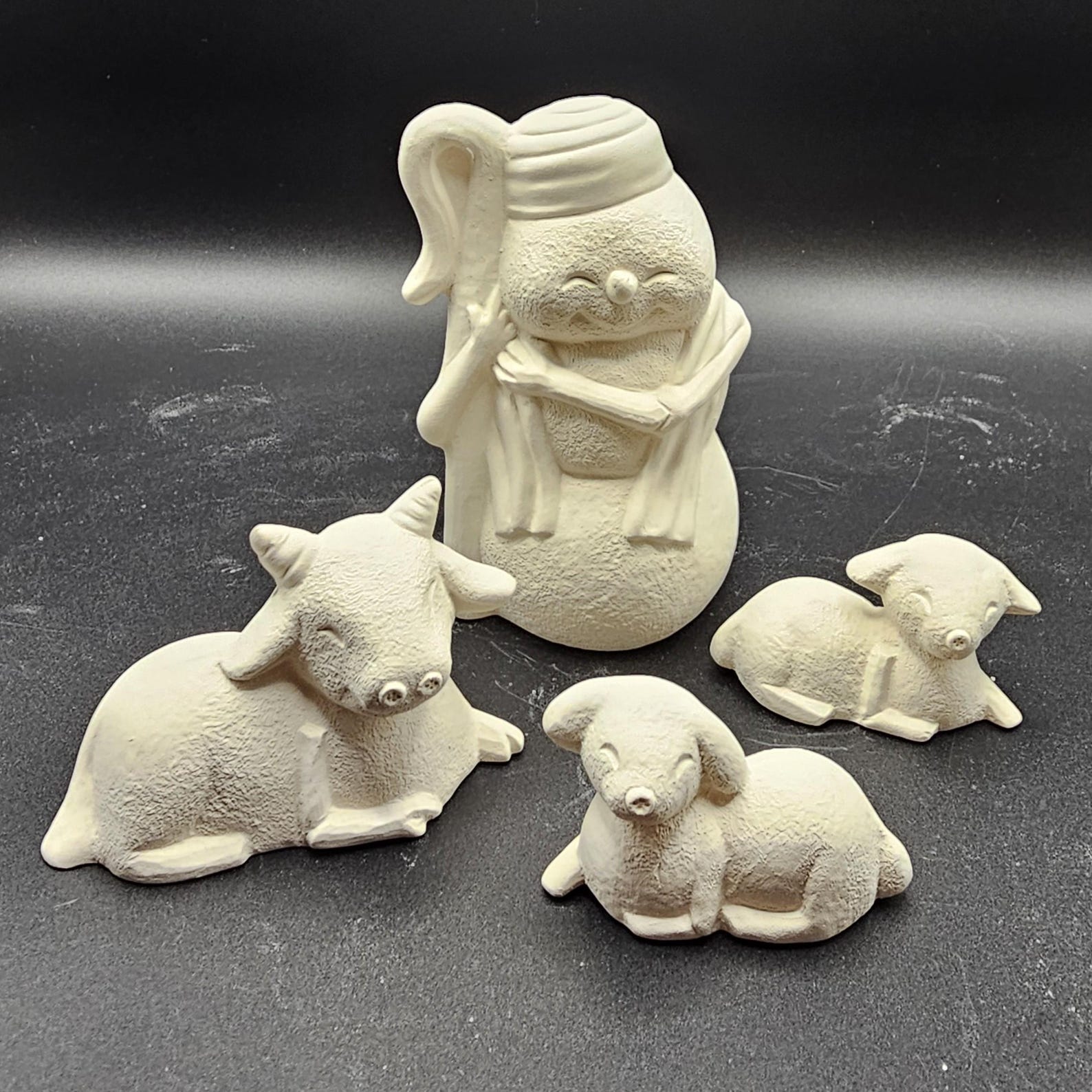 12 Piece Ceramic Bisque Snowman Nativity Scene - Etsy