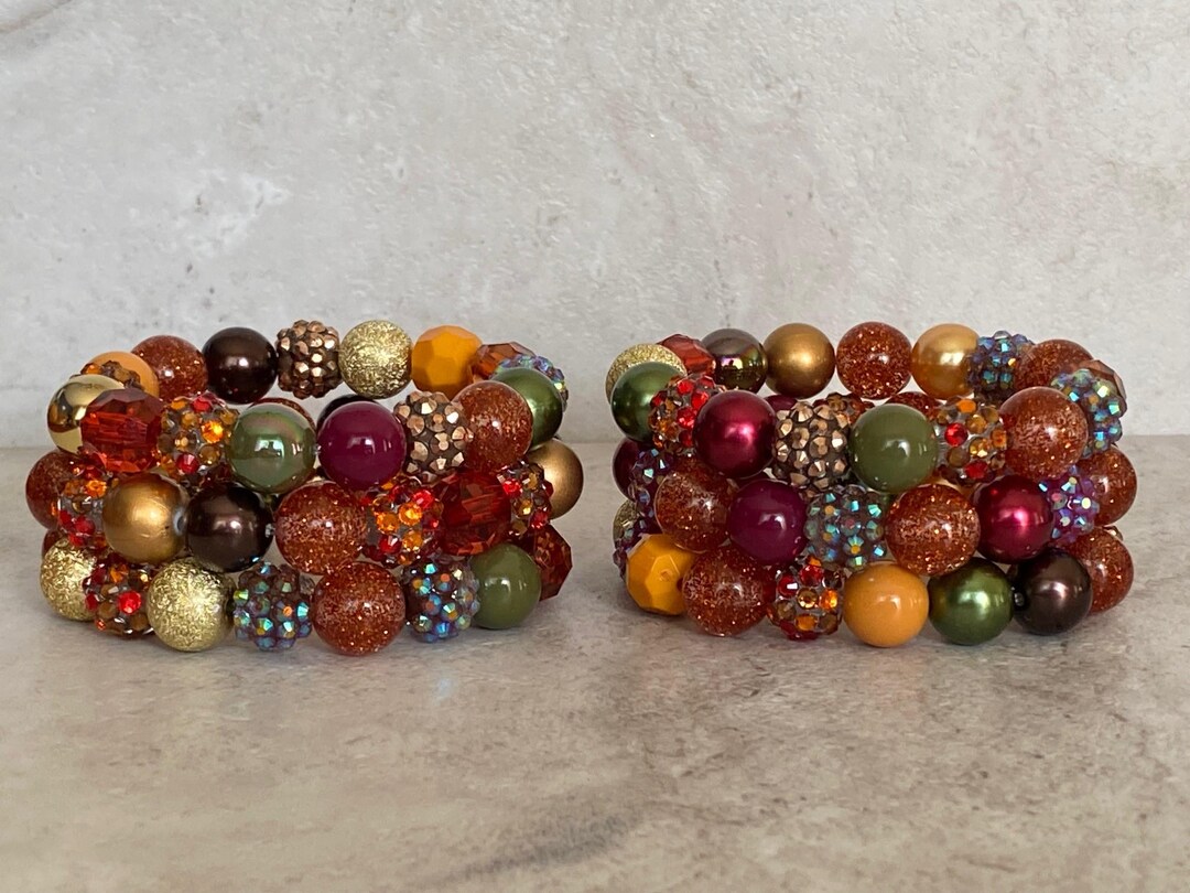 Fall / Autumn Bracelets, Stretch Bracelets, Acrylic Beads, Fall Colors ...