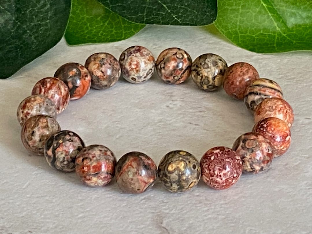 Natural Leopard Skin Jasper Stretchy Bracelet, 10mm Leopard Skin Jasper ...