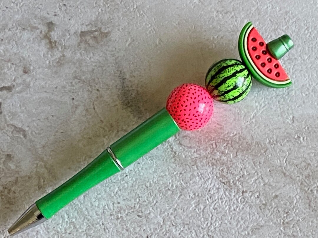 Watermelon Beaded Pen, Silicone Beaded Pen, Journal / Writing Accessory ...
