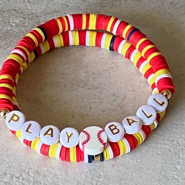 Red and Yellow Baseball Bracelets - Etsy