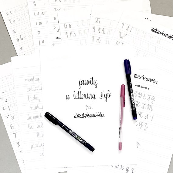 Hand Lettering Worksheets Jaunty Style by Details and | Etsy