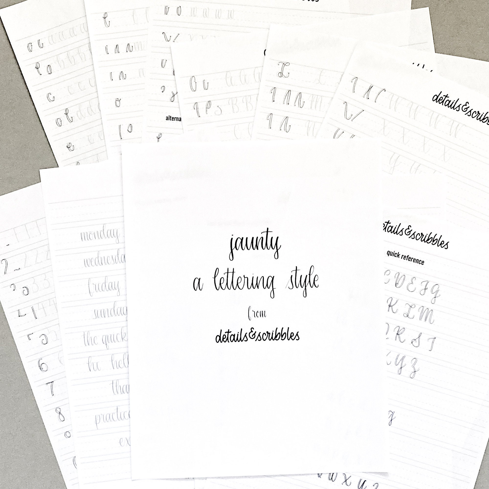 Hand Lettering Worksheets Jaunty Style by Details and - Etsy