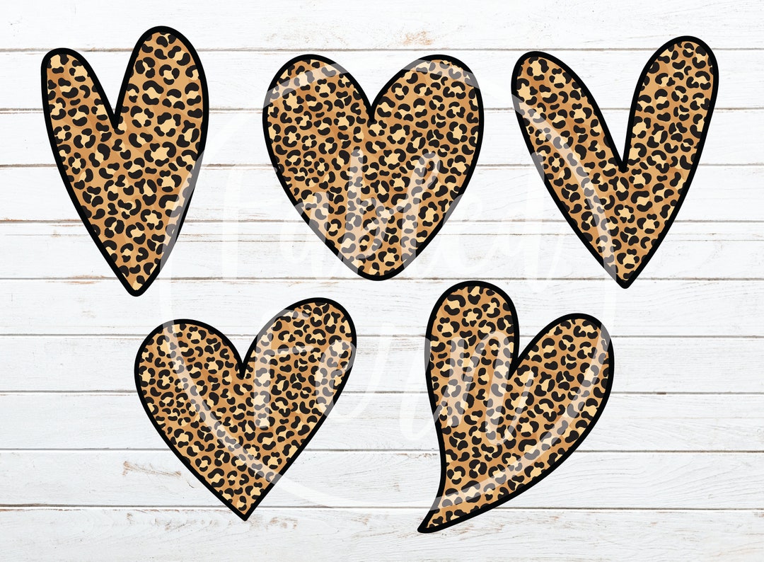 Set of 5 Cheetah Heart PNG Sublimation, Leopard Print Hearts Png Files ...