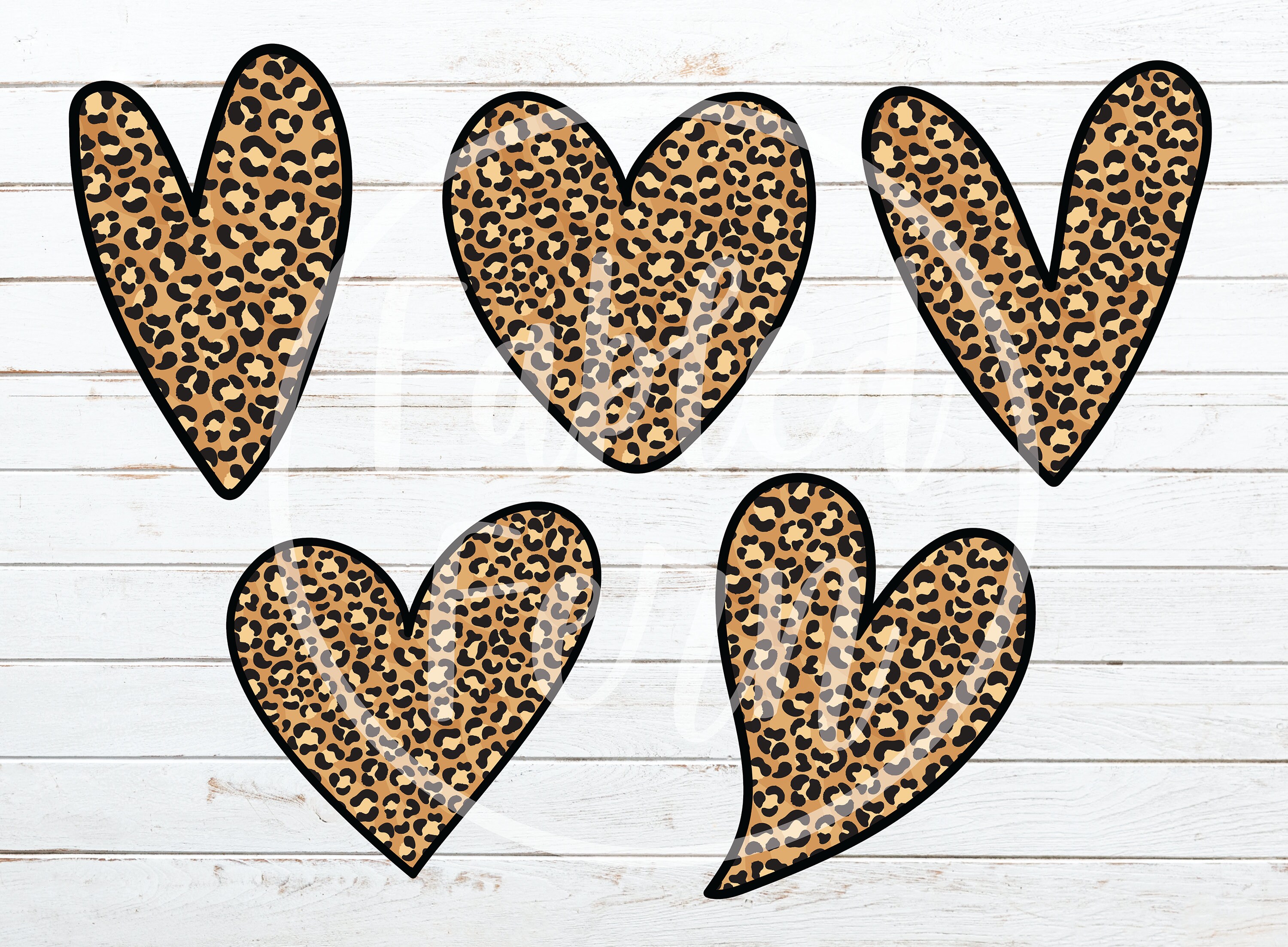 Set of 5 Cheetah Heart PNG Sublimation Leopard Print Hearts - Etsy