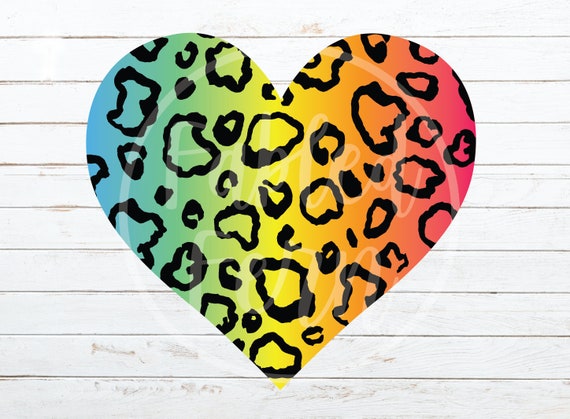 Rainbow Cheetah Print Heart PNG Leopard Print Heart Instant - Etsy