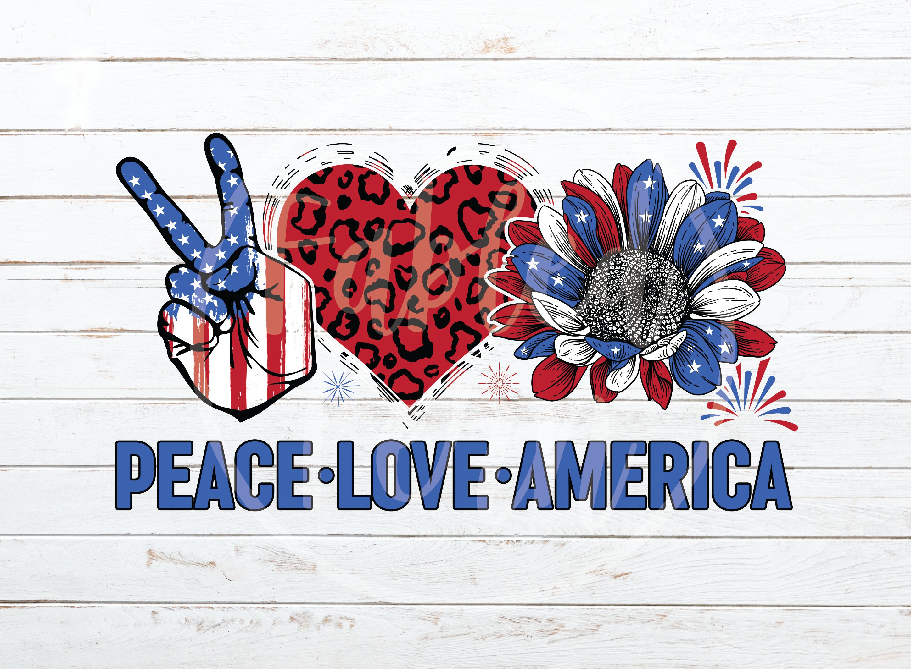 Peace Love America Peace Sign Cheetah Print Heart Sunflower | Etsy